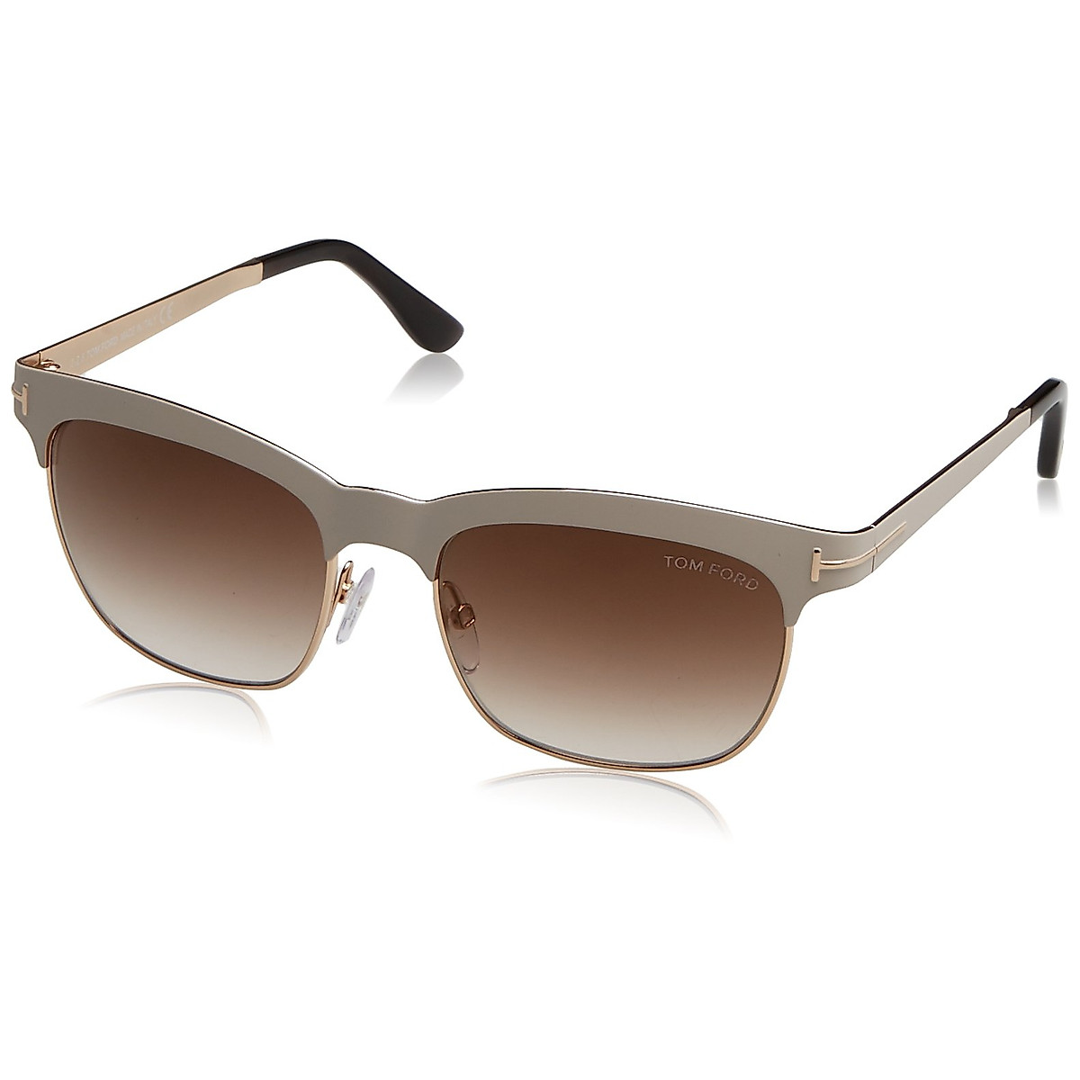 Tom Ford Elena Sunglasses FT0437 25F, Ivory/Gold Frame, Brown Gradient Lens, 54