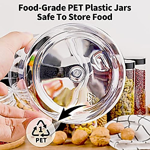 AEGISMILE PLastic jars with lids 32 OZ & 16 OZ 24 pack Clear Storage Jars Containers with Airtight Black Plastic Screw On Lids Cylinder Large Round Jars