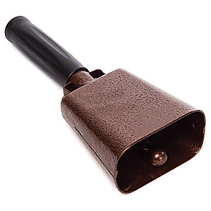 7 in. steel cowbell/Noise makers with handles. Cheering Bell for sporting, football games, events. Large solid school hand bells. Cowbells. Percussion Musical Instrument. Cow Bell Alarm (Copper)