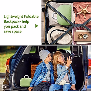 30L Green Lightweight Foldable Large Capacity Backpack for Men and Women - Waterproof Backpack for Travel Sports, Outdoors, Camping and Hiking - Adjustable Shoulder Straps and Multiple Compartments