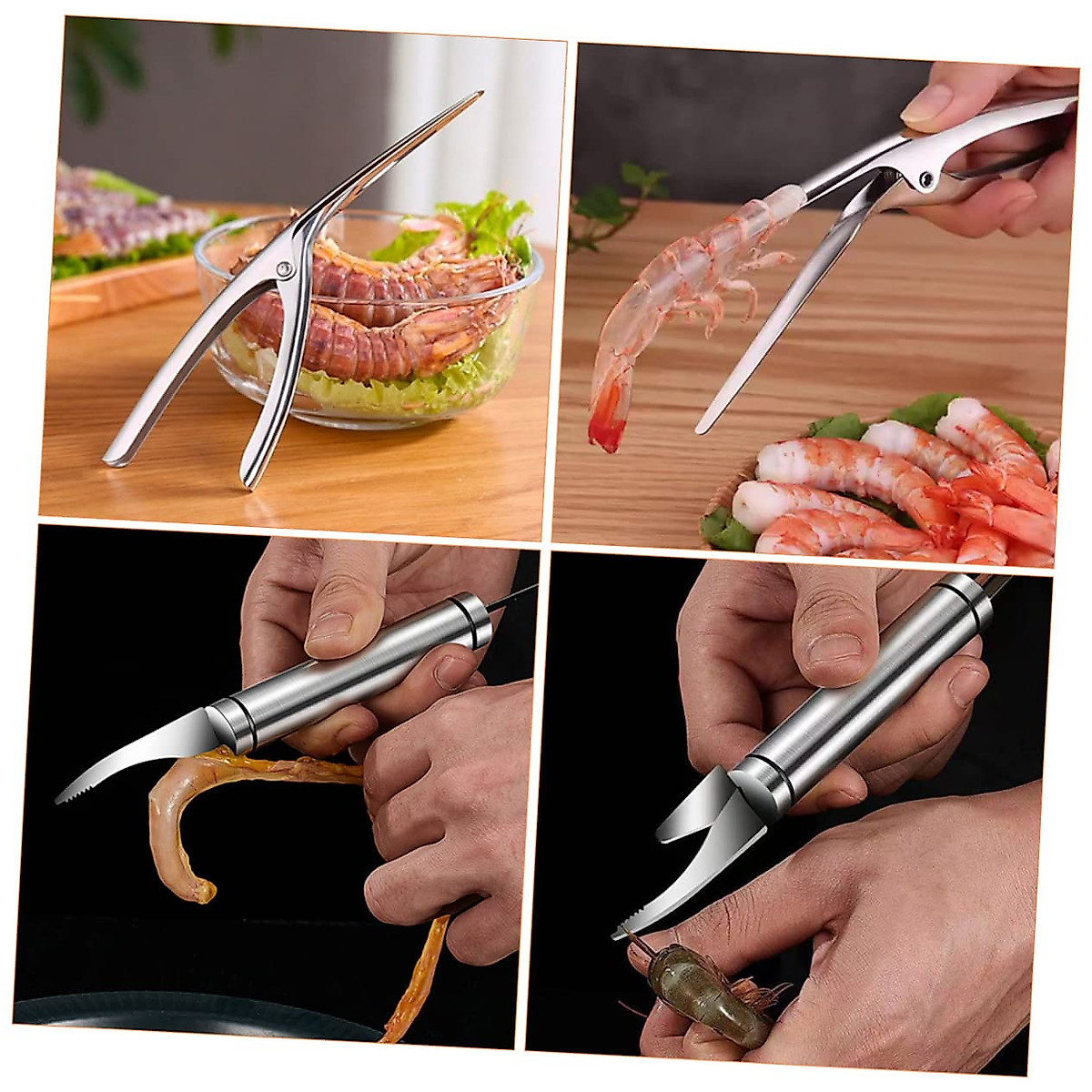 2 Sets Stainless Steel Shrimp Wire Stainless Steel Shrimp Peeler Dual Use Fish Scale Remover Dual Use Shrimp Cleaner Kitchen Accessories Home Accessory Daily Use Fish Scaler