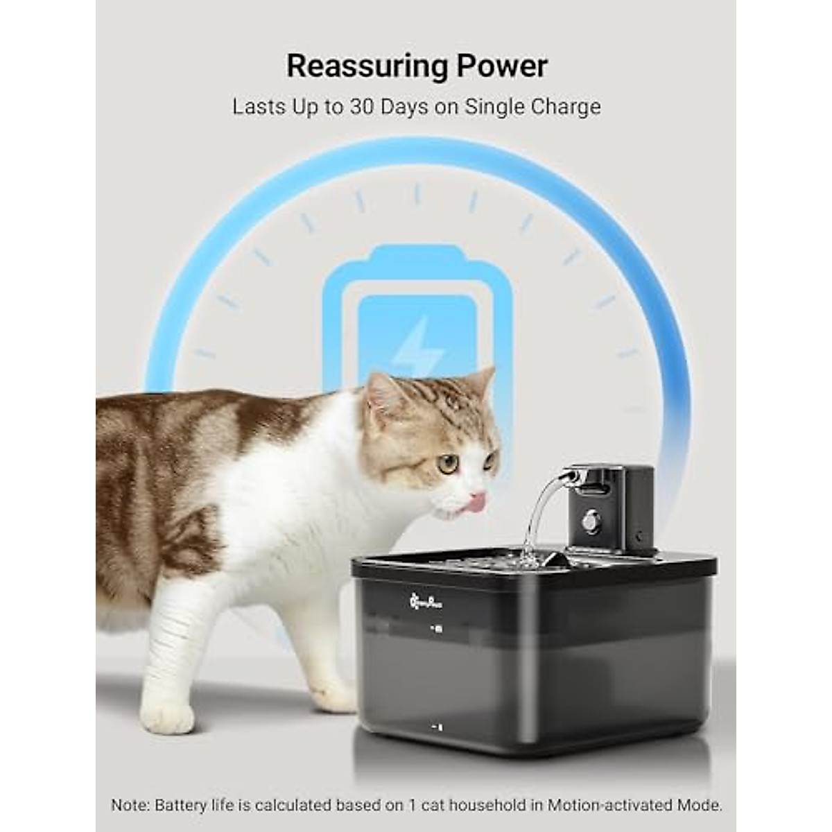 DownyPaws Battery Operated Cat Water Fountain, 84oz/2.5L Fursink Wireless Pet Water Fountain for Cats Inside, Automatic Cat Waterer Fountain with Motion Sensor, Ultra Quiet Pump, BPA-Free, Black