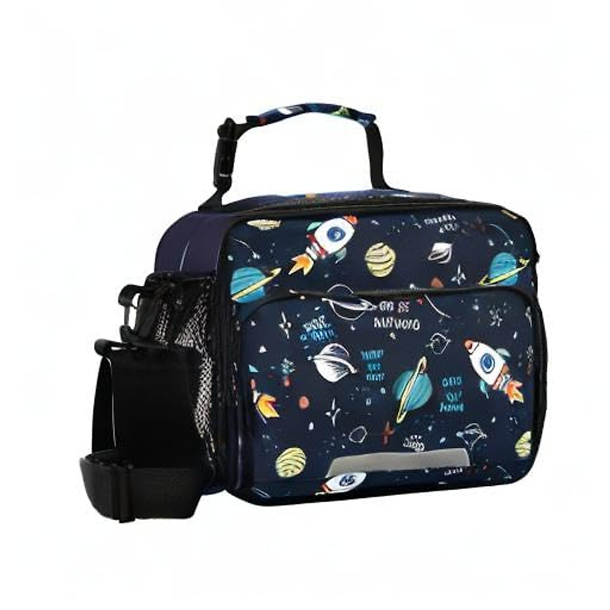 Kids Space Galaxy Lunch Box Planet Rocket Reusable Insulated School Lunch Bag Cooler Cooling Lunch Tote Bag for Boys,Girls,Travel,Picnic（20202498）