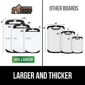 Gorilla Grip Cutting Boards Set of 3 and Silicone Spatula, Cutting Boards are Slip Resistant, Spatula is 11.6 Inch and Heat Resistant, Both in Black Color, 2 Item Bundle
