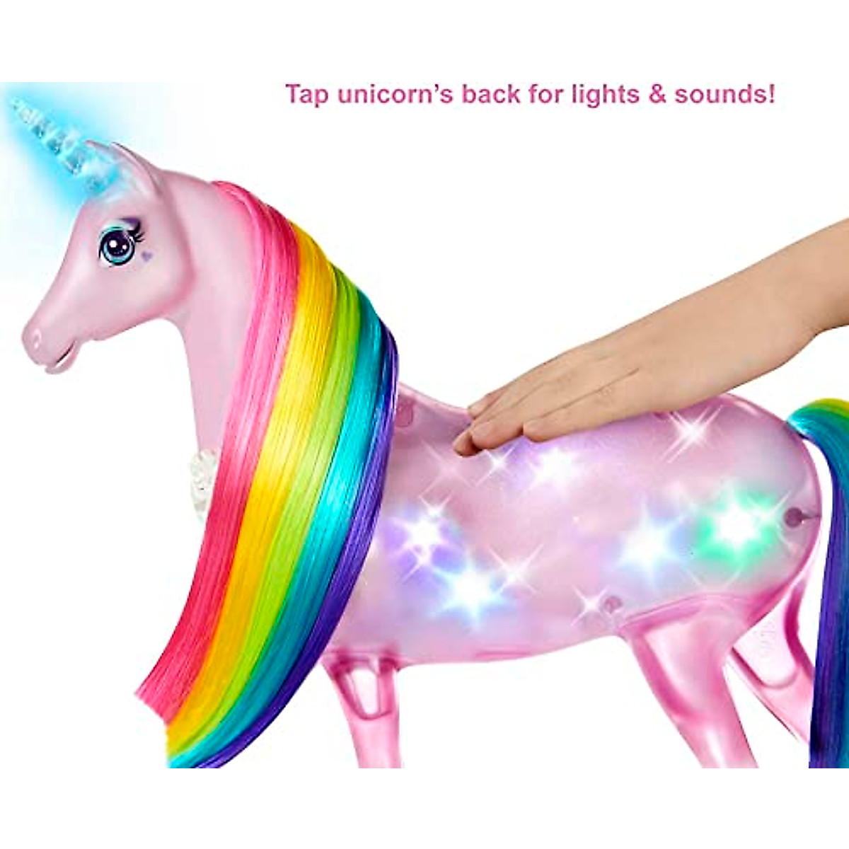 Barbie Dreamtopia Doll & Unicorn Set, Pink-Haired Fashion Doll & Magical Lights Unicorn Toy with Rainbow Mane, Lights & Sounds (Amazon Exclusive)