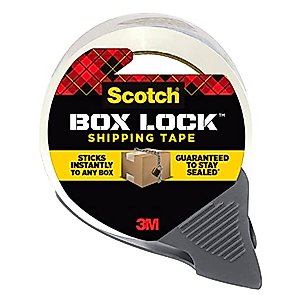 Scotch Box Lock Packaging Tape, 1 Roll with Dispenser, 1.88 in x 1965 in, Extreme Grip Packing, Shipping and Mailing Tape, Sticks Instantly to Any Box (3950-RD)