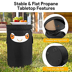 TEREFIX Propane Tank Cover with Stable Tabletop Feature, Fits 15lb / 4 Gallon Tank Cylinder, RV/Camper Propane Tank Cover with Storage Pocket & 2 Flip Flaps, Waterproof and UV-Resistant
