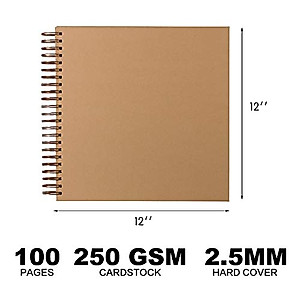 12x12 Large Scrapbook 3.6 LBS Heavy Duty Scrapbook Album | Scrapbook Photo Album | Kraft Hardcover Notebook with 50 Sheet | Use as Photo Album, Baby Book, SketchBook|12x12 Inch 100 Page