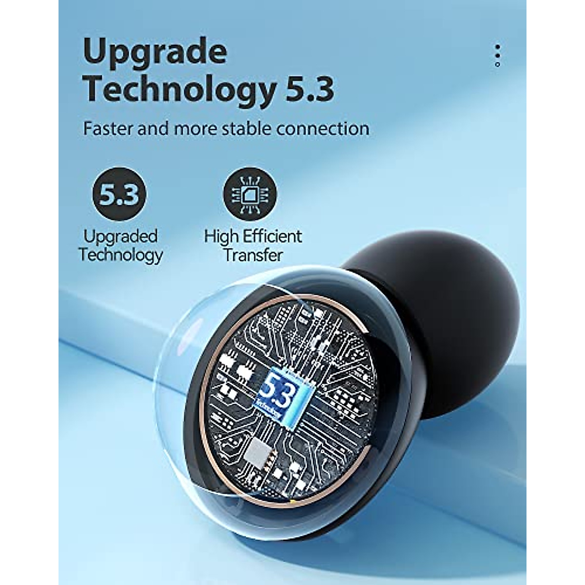 Wireless Earbuds Upgraded 5.3 Headphones with LED Power Display Charging Case IPX7 Waterproof Ear Buds in-Ear Earphones with Microphones for Android Gaming PC Computer Laptop TV Music Sport