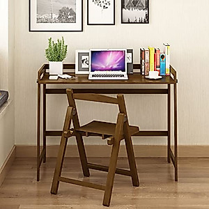 HollyHOME Bamboo Writing Desk with Baffle, 33.07"(L) x16.93(W) x31.50(H), Study Computer and Laptop Desk, Home Office Desk, Freestanding Portable Dressing Gaming Table for Apartment, Bedroom