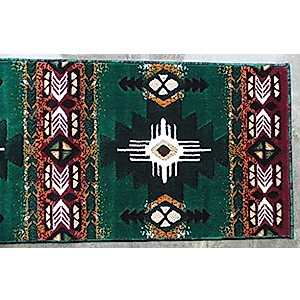 Champion Rugs Southwest Native American Navajo Aztec Indian Green Carpet Area Rug (2 Feet X 7 Feet Runner)