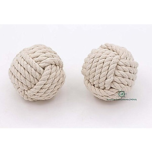 RII 6pcs 2.5" Nautical Decorative Rope Ball, Cotton Rope, Nautical Bowl Filler, Rope décor, Vase & Tray Bowl Filler, Home Tabletop Décor, Wedding and Party Display Props, Housewarming Gift