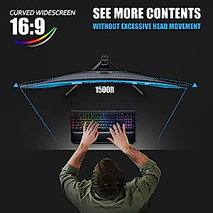 XGaming 27 Inch Curved Monitor 2K 165Hz 1500R, QHD 2560 x 1440p Gaming Computer Monitor, 16:9 HDMI Display, 1ms, FreeSync, 98% sRGB, Eye Care HDR PC Screen Built-in Speakers, VESA, Tilt Adjustable