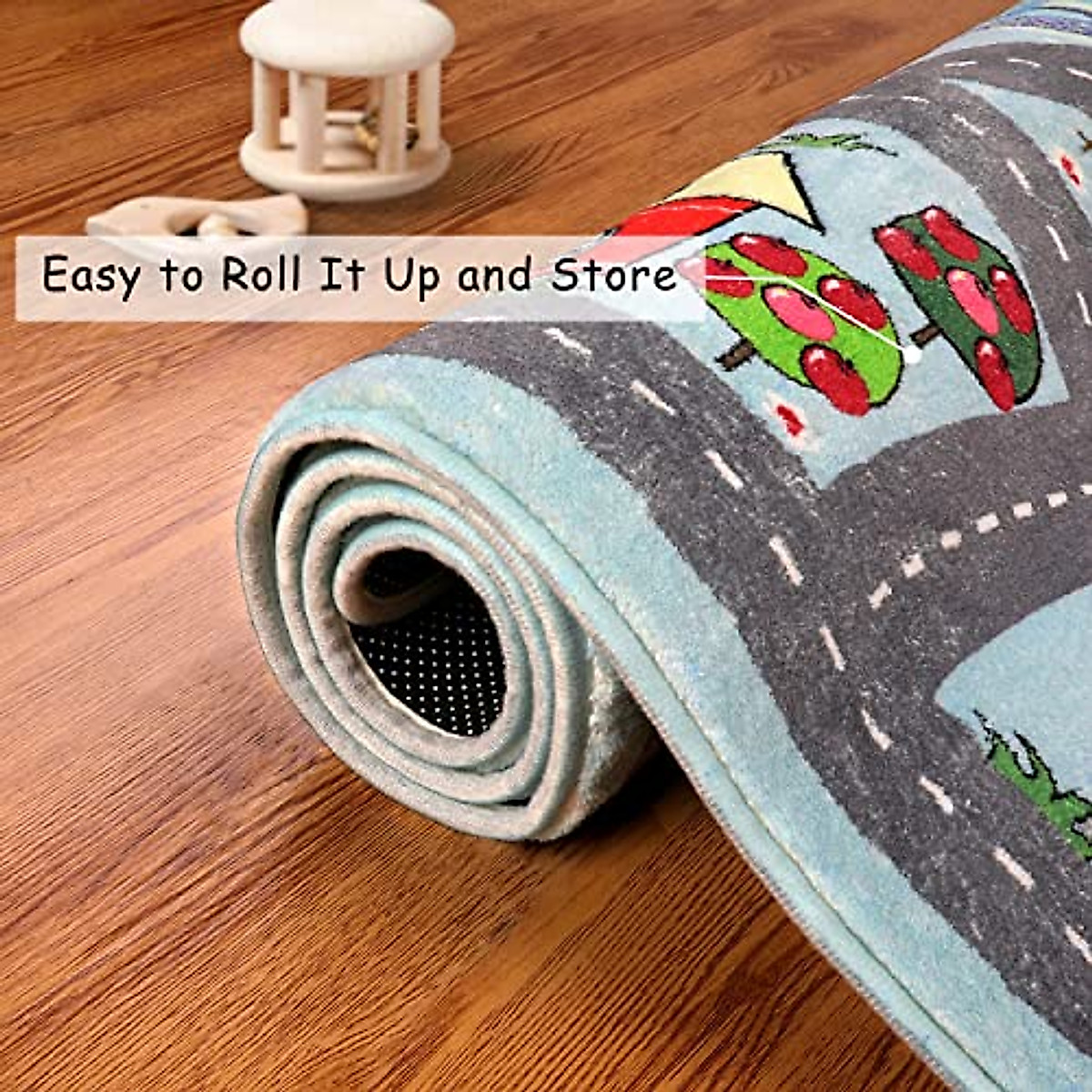 LIVEBOX Soft Kids Rug 4'x6' Carpet Play Mat for Baby Boys Girls, City Life Road Traffic Playroom Rug for Playing Cars Toys, Educational Nursery Rug for Children Bedroom Kids Room