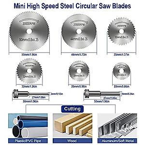 Cutting Wheel Set for Rotary Tool,8Pcs HSS High Speed Steel Rotary Drill Saw Blades with 1/8" Shank Mandrel for Wood Plastic Cutting(One Screwdriver)