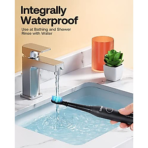 Bitvae Ultrasonic Electric Toothbrushes - Electric Toothbrush for Adults and Kids, American Dental Association Accepted, Rechargeable Travel Sonic Toothbrush with 8 Heads, Black D2