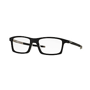 Oakley Men's Ox8050 Pitchman Rectangular Prescription Eyewear Frames, Satin Black/Demo Lens, 57 mm