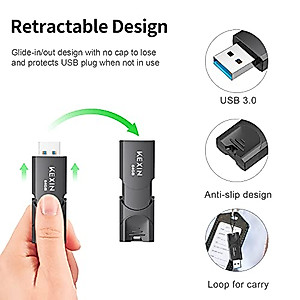 KEXIN Flash Drive 64GB USB 3.0 Flash Drive Thumb Drive 64 GB USB Drive Bulk Jump Drive 64G Memory Stick Jump Drive with LED Light for Data Storage Black 3 Pack
