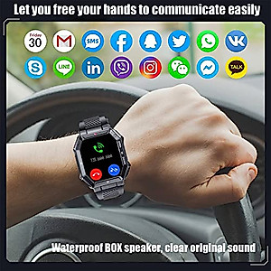 GUIQU Smart Watch, Military Grade IP68 Waterproof [GPS 45mm] 1.85" HD LCD Touch Screen, Smart Watch with Heart Rate Blood Pressure Sleep Monitor, Answer/Make Call, Sports Watch for Android and iOS