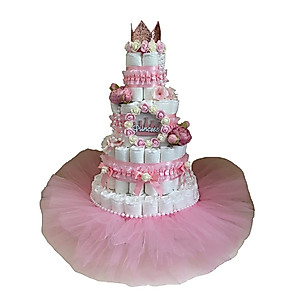 Princess Diaper Cake, 4 Tiers Diaper Cake for a Newborn Girl 12 0