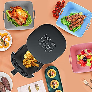Square Air Fryer Liners Silicone, 9 IN 6 to 10 QT Food Grade Reusable Heat Resistant Silicone Air fryer Bowls Inserts Baskets Pots Accessories for COSORI Instant Vortex Air Fryer Oven Microwave