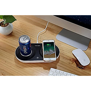 PALTIER Coffee Mug Warmer, Drink Cooler with Wireless Charger for Desk, Cup Warming, Cooling and Phone Charging 3 in 1 for Home Office Gift