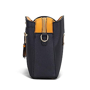 MKF Crossbody Bag for Women – PU Leather Pocketbook Handbag – Designer Side Messenger Purse, Shoulder Crossover Olive Green-Mustard