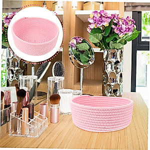 ibasenice Portable Pink Cotton Rope Woven Basket Laundry Hamper