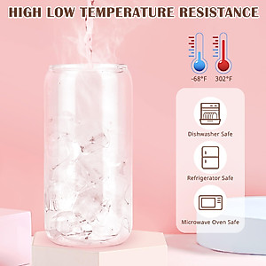 HuaQi Glass Cups with Lids and Straws 6pcs Set, Beer Glasses with Silicone Lids and Metal Straw