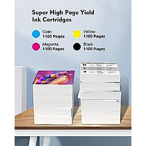 812XL Ink Cartridges New Upgraded Chip Replacement Remanufactured for Epson 812 XL T812XL Ink Cartridges to Work with WF-7840 WF-7820 WF-7310 EC-C7000 (4 Pack, BCMY)