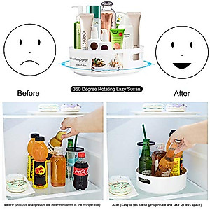 MOKARO 2 Pack Plastic Lazy Susan Turntable with 2 Handle Multifunctional Spice Rack Organizer for Kitchen Cabinet 360 Rotating Food Storage Container for Fridge Countertop