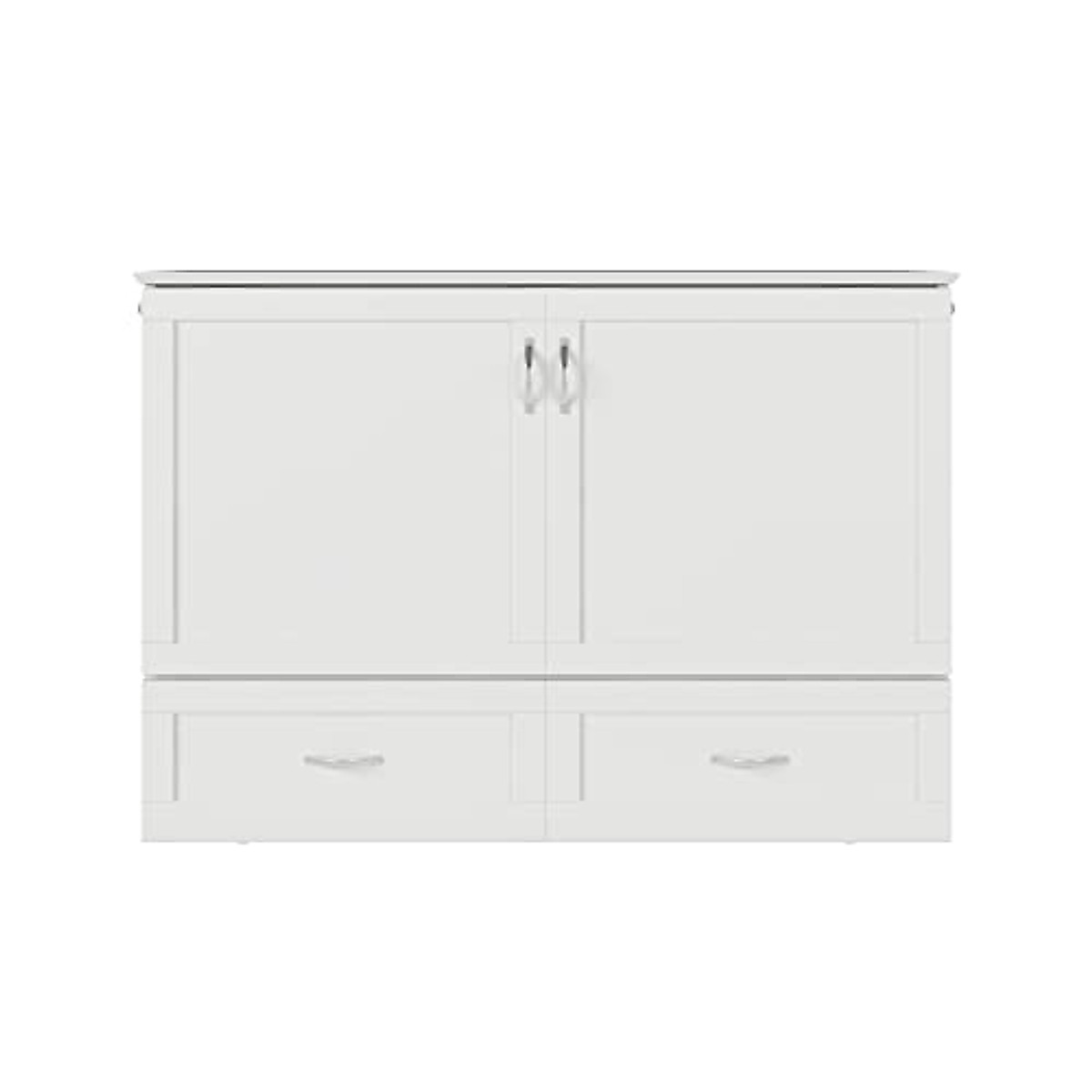 AFI, Hamilton Murphy Bed Chest with 6 inch Memory Foam Folding Mattress, Built-in Charging Station and Storage Drawer, Full, White