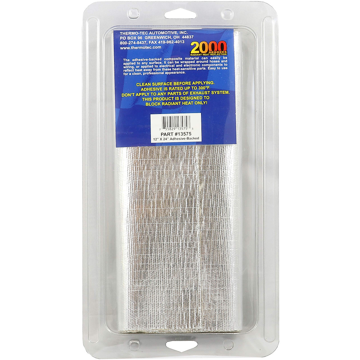 Thermo-Tec 13575 Adhesive Backed Aluminized Heat Barrier, 12" x 24"