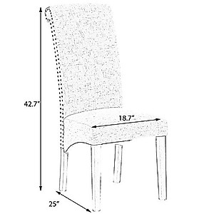 JT Retro Floral Fabric Natural Wooden Leg Dining Room Chair Kitchen Chairs, Set of 2 (Grey)