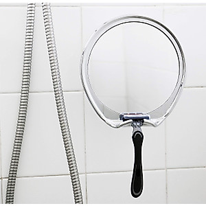 JiBen Fogless Shower Mirror with Power Locking Suction Cup, Built-in Razor Hook and 360 Degree Rotating Adjustable Arm, Personal Fog Free Bathroom Shaving Mirror (Chrome)