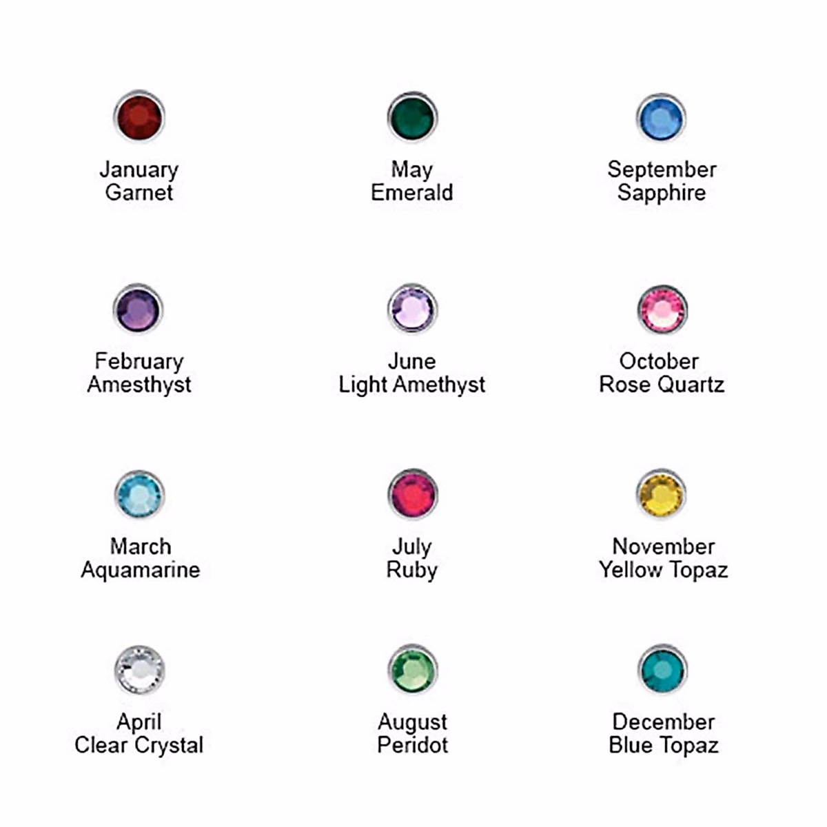 Heart in Heart Birthstone Necklace in Sterling Silver - Personalized Engraved with Any Name for Moms