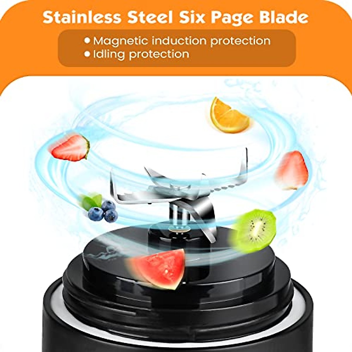 Portable Blender, 600ML Personal Blender for Shakes and Smoothies Mini Blender USB Rechargeable, Two Blend Modes, 20 oz Handheld Blender with 6 Ultra-sharp Blades for Travel, Office and Sports
