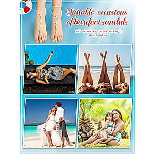 Fumete 12 Pcs Beach Barefoot Sandals Foot Jewelry Anklet Beach Wedding Foot Jewelry Toe Ring Anklet Bracelet Anklet Chain for Women (Classic Style)