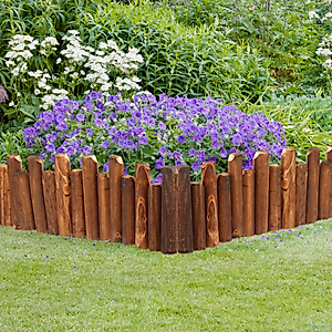 Gtouse Wooden Fence Edging, Garden Fencing Border, Wood Landscape Edging Border for Decorative Spring Garden Patio Pathway Courtyards Balconies Planting Fences