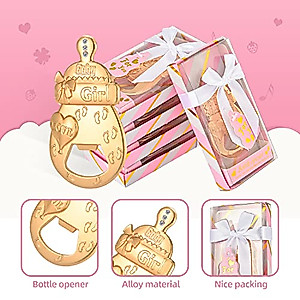 24 PCS Baby Bottle Opener Favors Baby Shower Party Favors Baby Girl Shower Gifts Decorations Souvenirs for Guest (Pink, 24)