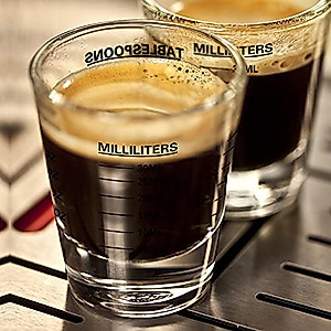 Shot Glasses Measuring cup Espresso Shot Glass Liquid Heavy Glass Wine Glass 2 Pack 26-Incremental Measurement 1oz, 6 Tsp, 2 Tbs, 30ml by TIYOORTA (2 pack black)