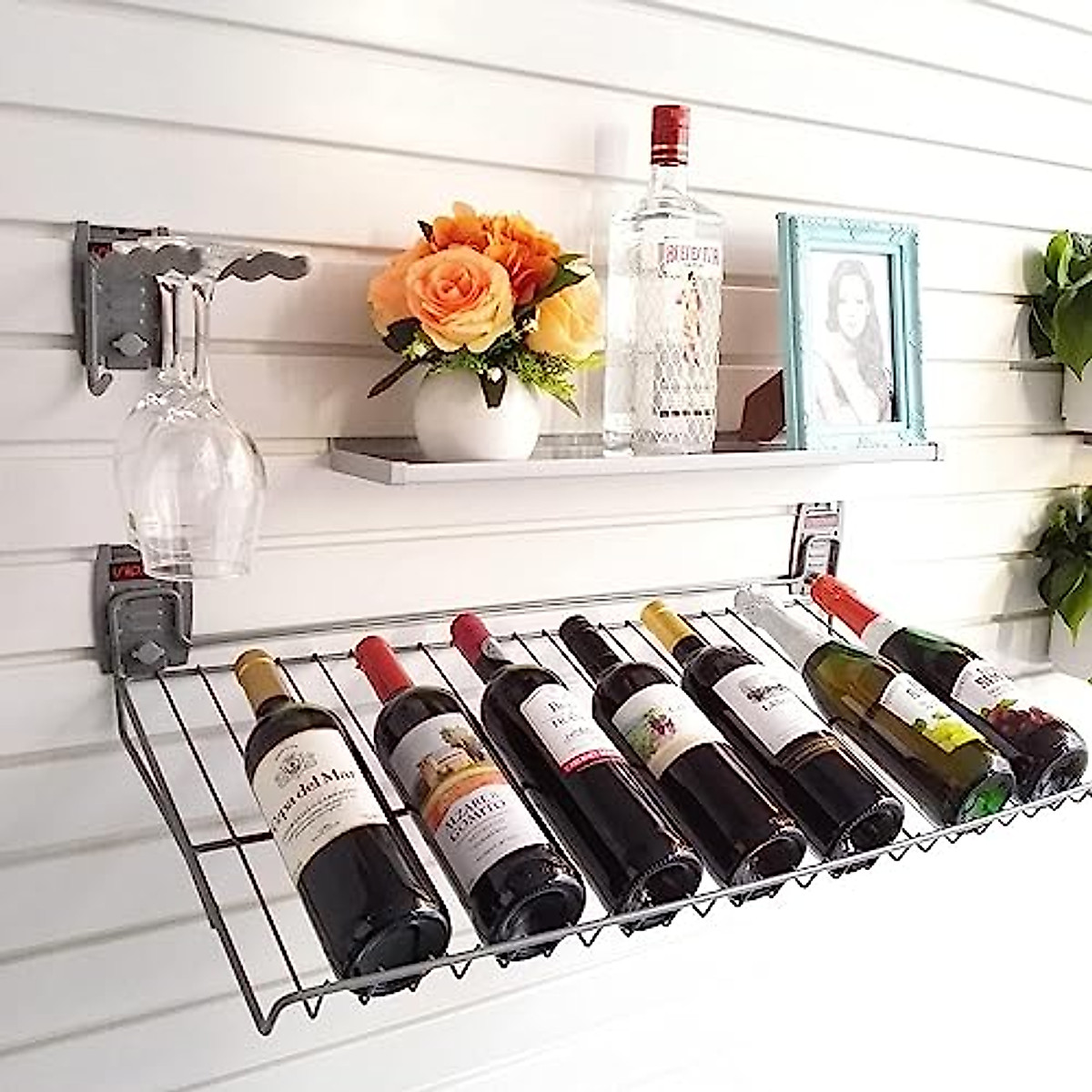 Baoz 2pcs Wall Shelf Kit Garage Storage Rack Heavy Duty Metal Carbon Steel Floating Shelf Mounted Ventilated Shelves for Slatwall(12x24in)