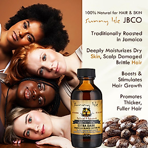 Sunny Isle Jamaican Black Castor Oil Extreme Hydrating Shampoo and Conditioner 10.1oz, Extra Dark JBCO 2oz Bundle | Hair Growth | Damaged Hair Repair Regimen | Body Care Oil for dry skin