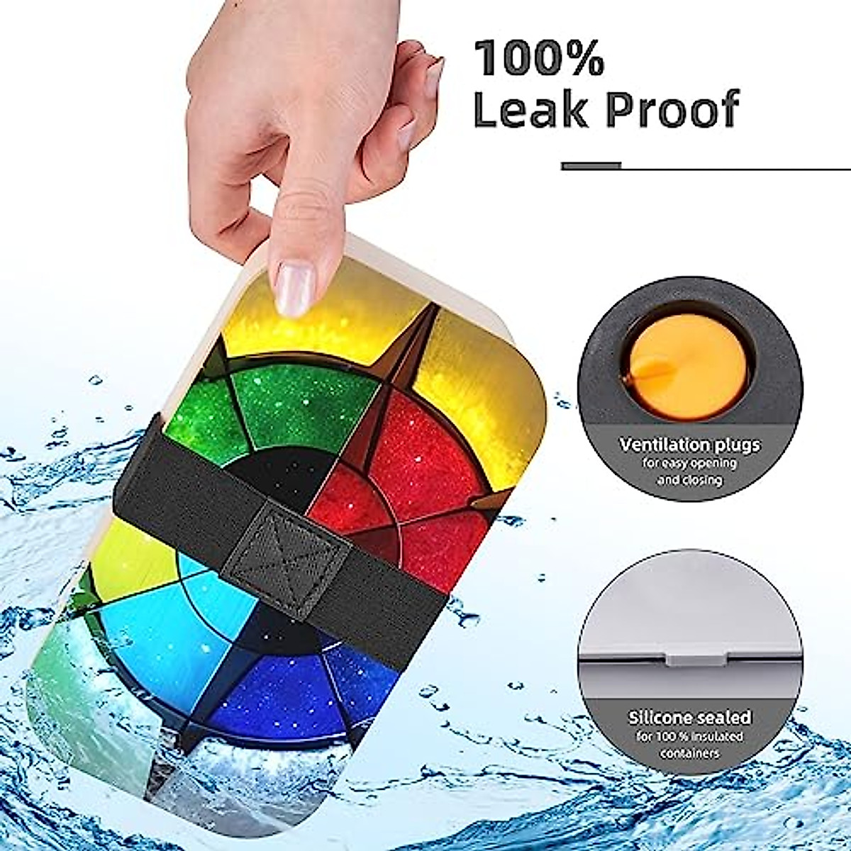 Shine In All Directions Adult Lunch Box, Bento Box, With Cutlery Set Of 3, 2 Compartments, Rectangular, Lunch Box For Adults