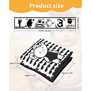 High Contrast Baby Toys, Infant Tummy Time Cloth Book Crib Toys, Black and White Baby Soft Book for Infants Boys and Girls Early Education