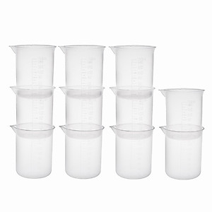 uxcell Measuring Cup 150ml PP Plastic Graduated Beaker Transparent for Lab Kitchen liquids 11pcs
