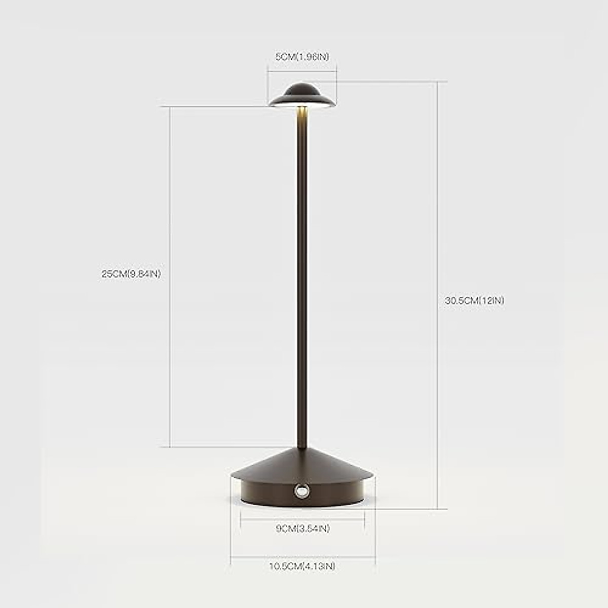 liveMAX Rechargeable Table Lamp,Cordless Table Lamp,Touch Dimmable Wireless Lamp in Aluminium,5000mAh Battery Desk Lamp for Home/Restaurant/Outside Dining/Dinner/Patio(Brown)