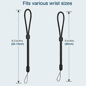 Hand Wrist Strap Lanyard, 6 Pack 9.5inch Adjustable Nylon Wristlet Straps Keychain String for Cell Phone Case Holder, AirPods Pro 2 2022, Camera, Key, GoPro, USB Drive, Ski Glove(Black)