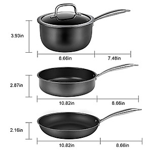 Induction Pots and Pans, Stainless Steel Pots And Pans Set 4pcs With Lid, Induction Cookware For Oven & Dishwasher Safe by MOMOSTAR
