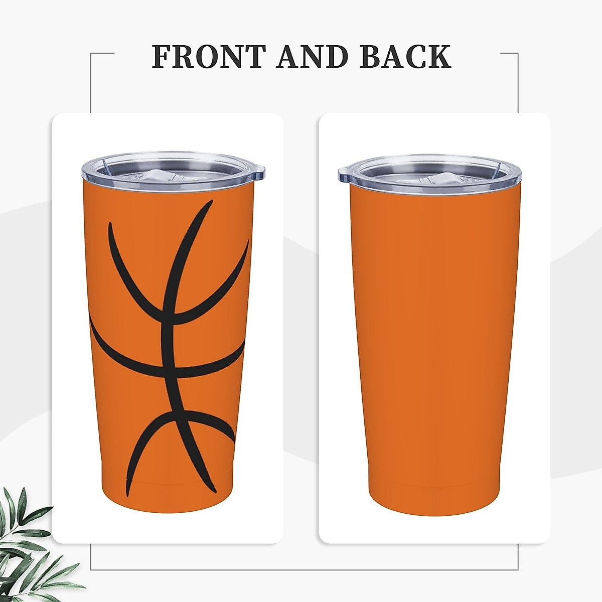 CHASOEA Basketball Tumbler 20oz Ball Stainless Steel Insulated Tumblers with Lid and Straw Orange Travel Coffee Mug Tea Wine Cups Water Bottle Basketball Gifts for Women